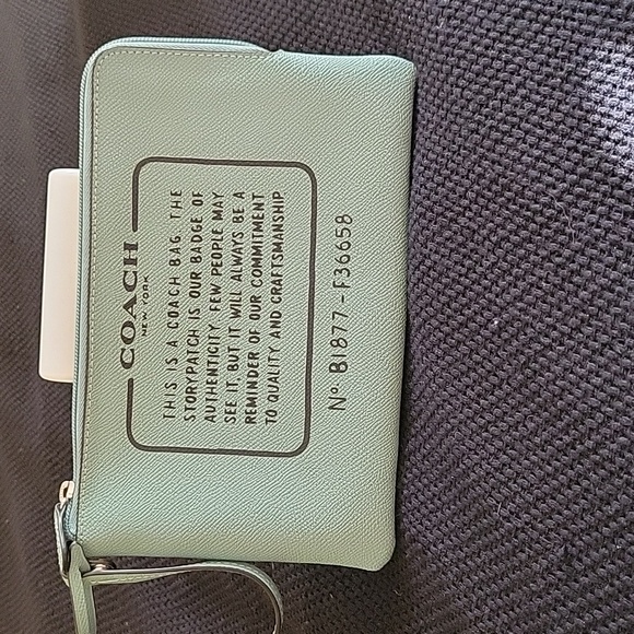 Coach | Bags | Coach Light Aqua Leather Lg Wristlet Zip Corner Wcoach ...